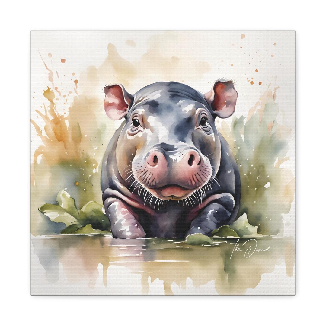 BABY PYGMY HIPPO 1, Cute Animal Art, Nursery Large Wall Decor ...