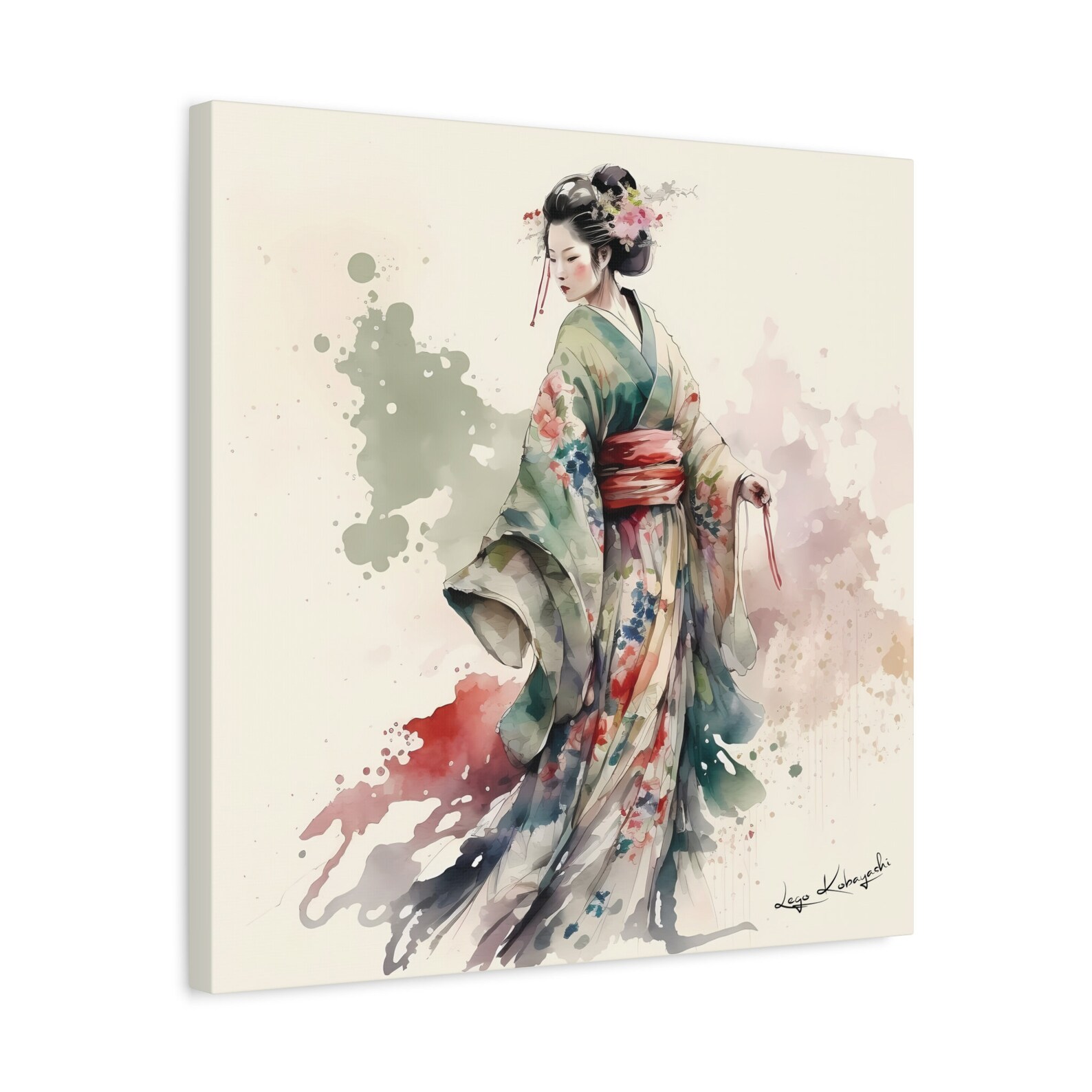 Geisha #7 KANOYUMI, Artist-signed Original Art on Canvas, Japanese Wall ...