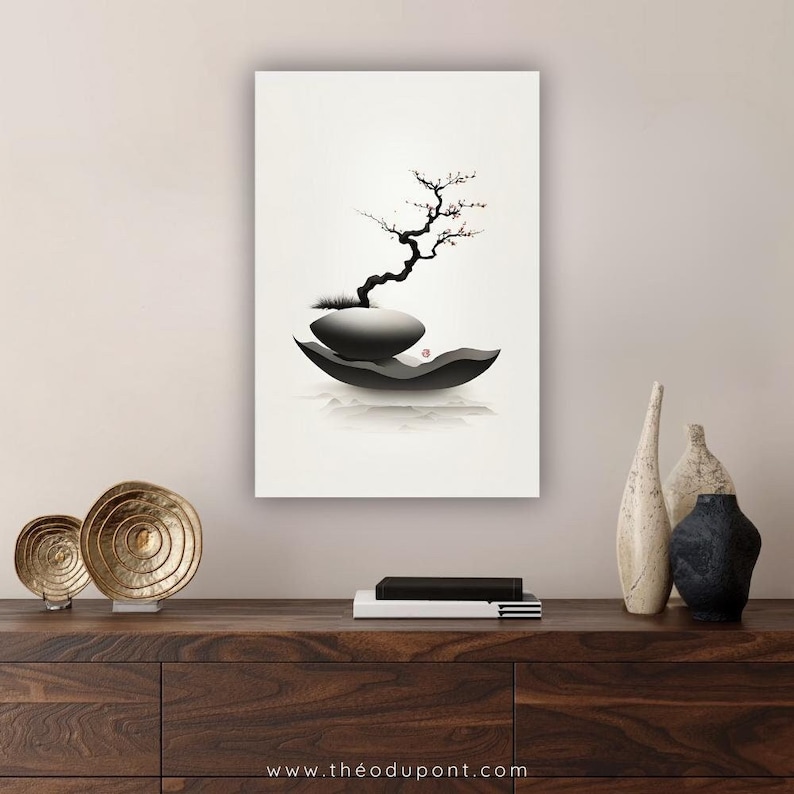 Japandi Canvas Painting ZEN 51, Minimalist Zen Wall Art Gift, Living ...