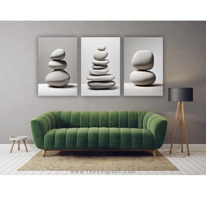 Japandi Canvas Painting ZEN ROCK FORMATION 3, Minimalist Zen Wall Art ...