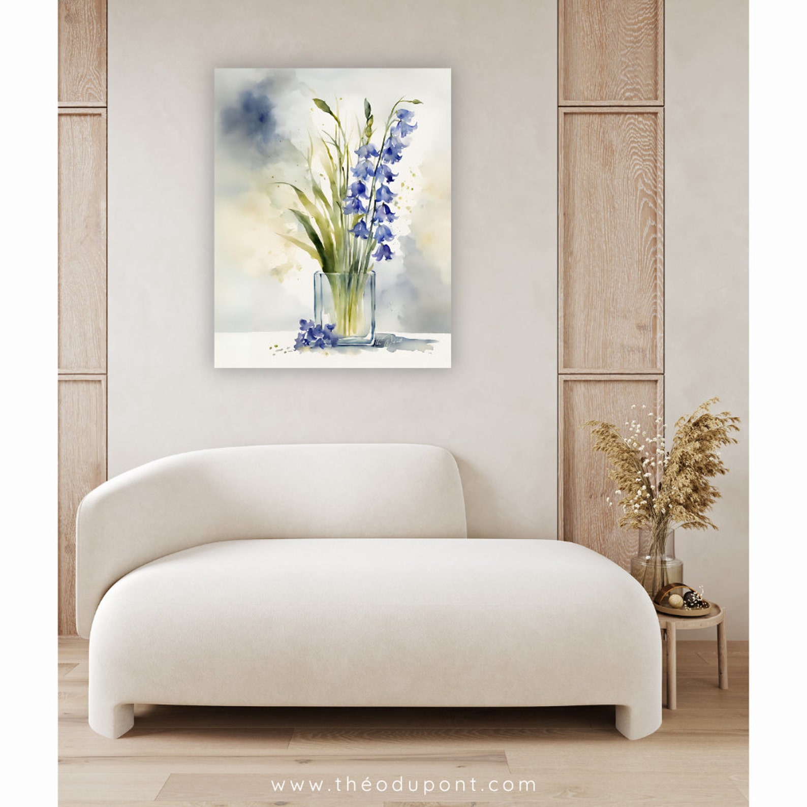 Custom Birth Flower Gift BLUEBELLS #1, Japanese Ikebana Watercolor Art ...