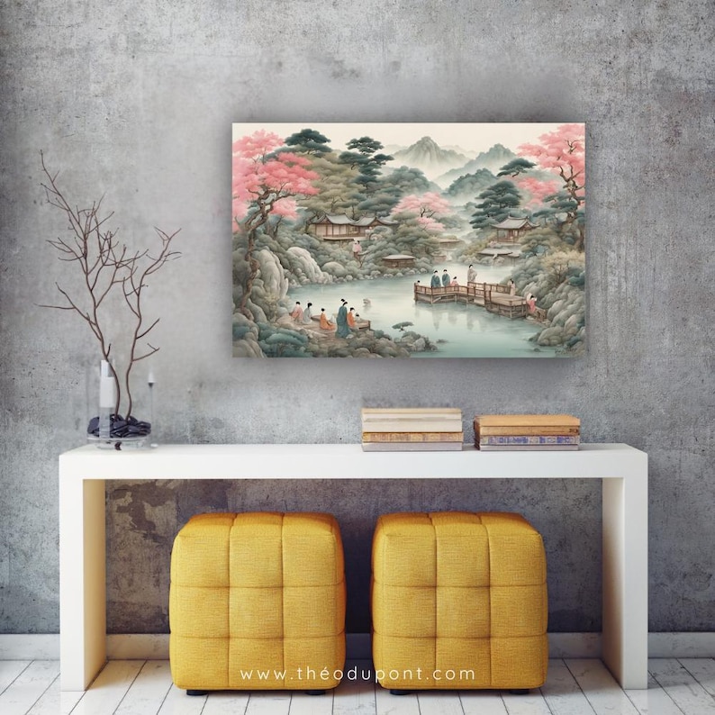 Ink-wash Korean Painting #13 JOSEON SPRING BLOSSOM, Artist-signed ...