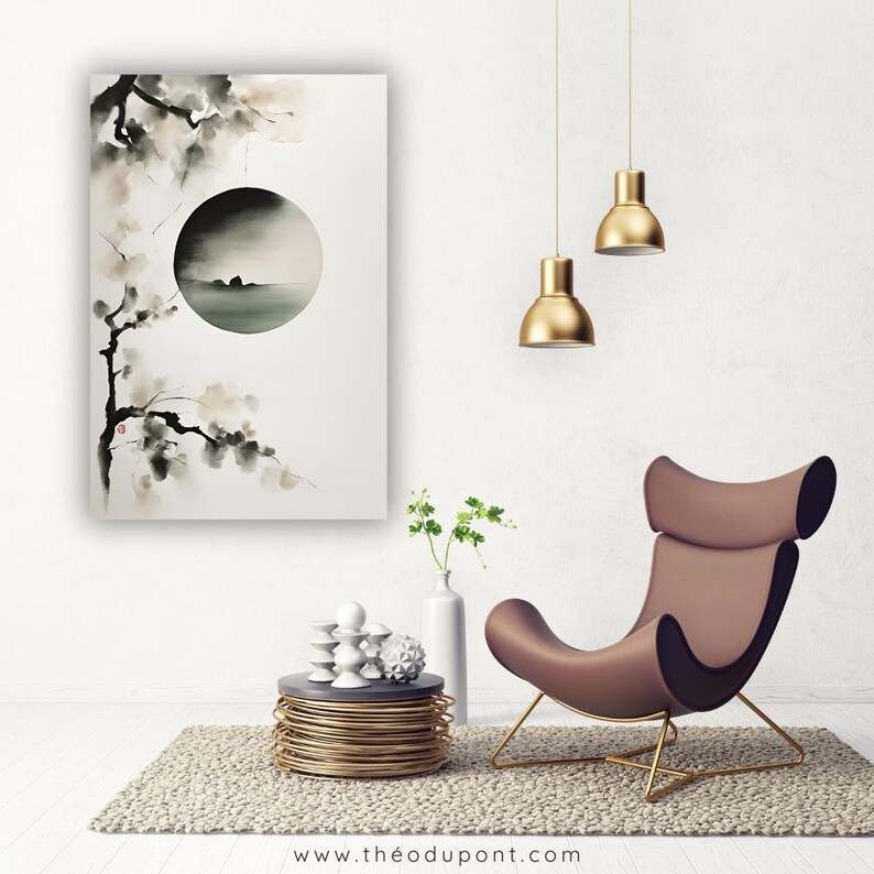 Japandi Canvas Painting ZEN 57, Minimalist Zen Wall Art Gift, Living ...