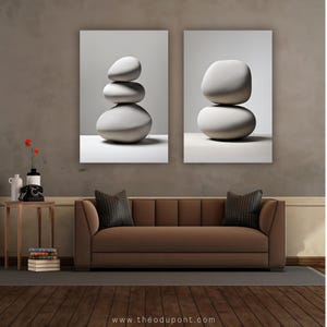 Japandi Canvas Painting ZEN ROCK FORMATION 3, Minimalist Zen Wall Art ...