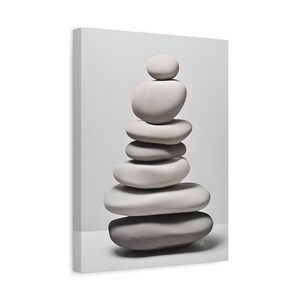 Japandi Canvas Painting ZEN ROCK FORMATION 1, Minimalist Zen Wall Art ...