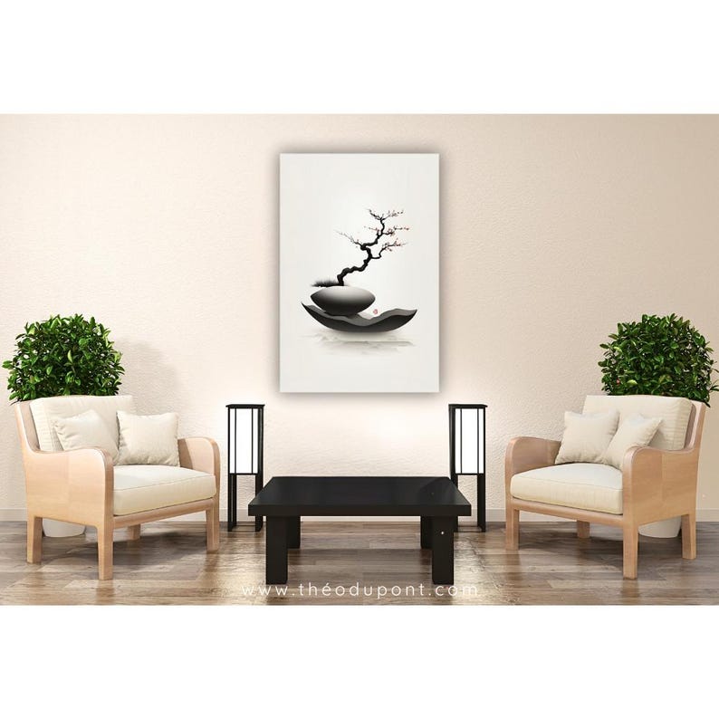 Japandi Canvas Painting ZEN 51, Minimalist Zen Wall Art Gift, Living ...