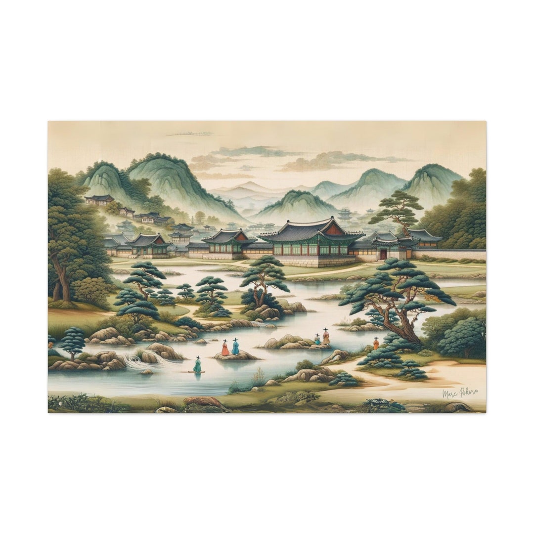 Ink-wash Landscape Painting #9 JOSEON SPRING EMBRACE, Artist-signed ...
