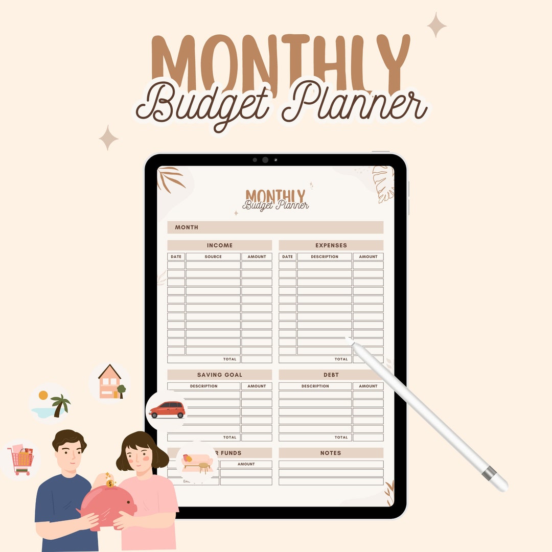 PRINTABLE MONTHLY BUDGET, Canvas Template, Pay Check Budget, Printable ...