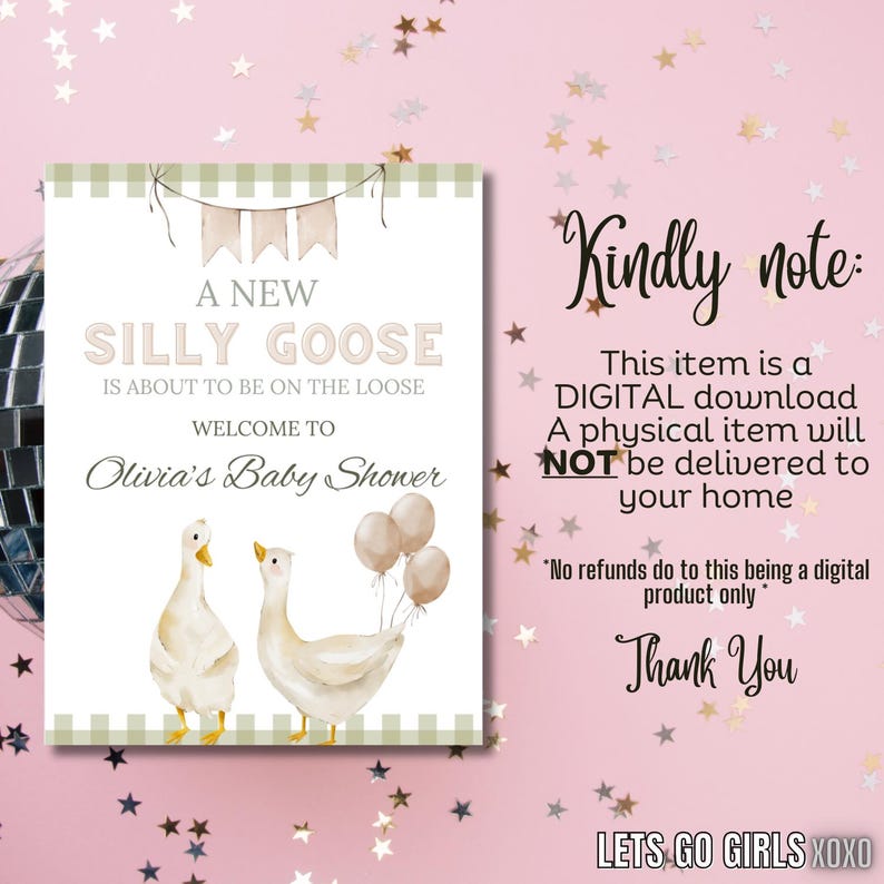 Silly Goose Baby Shower Sign Digital Template – ‘A New Silly Goose is ...