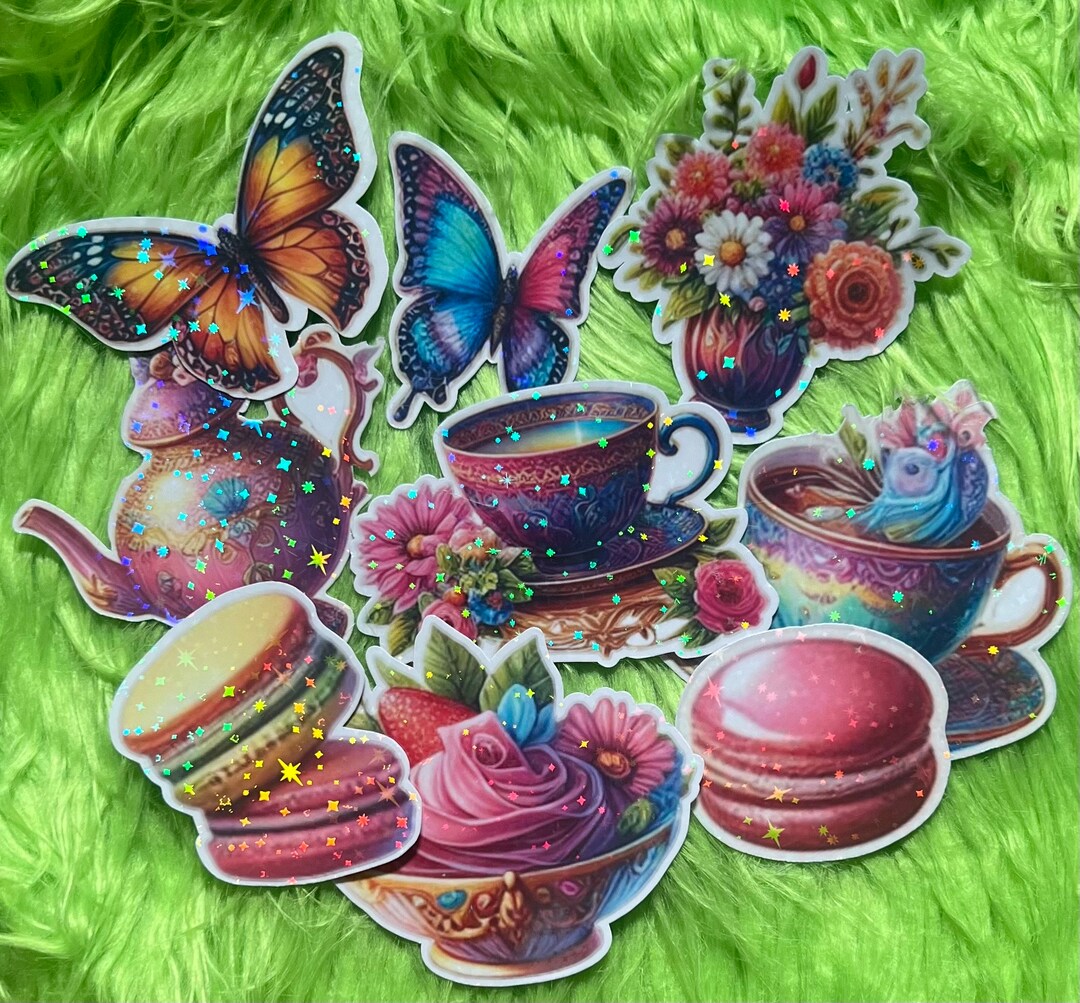 ENCHANTED TEA PARTY Sticker Pack, Waterproof Holographic Stickers ...