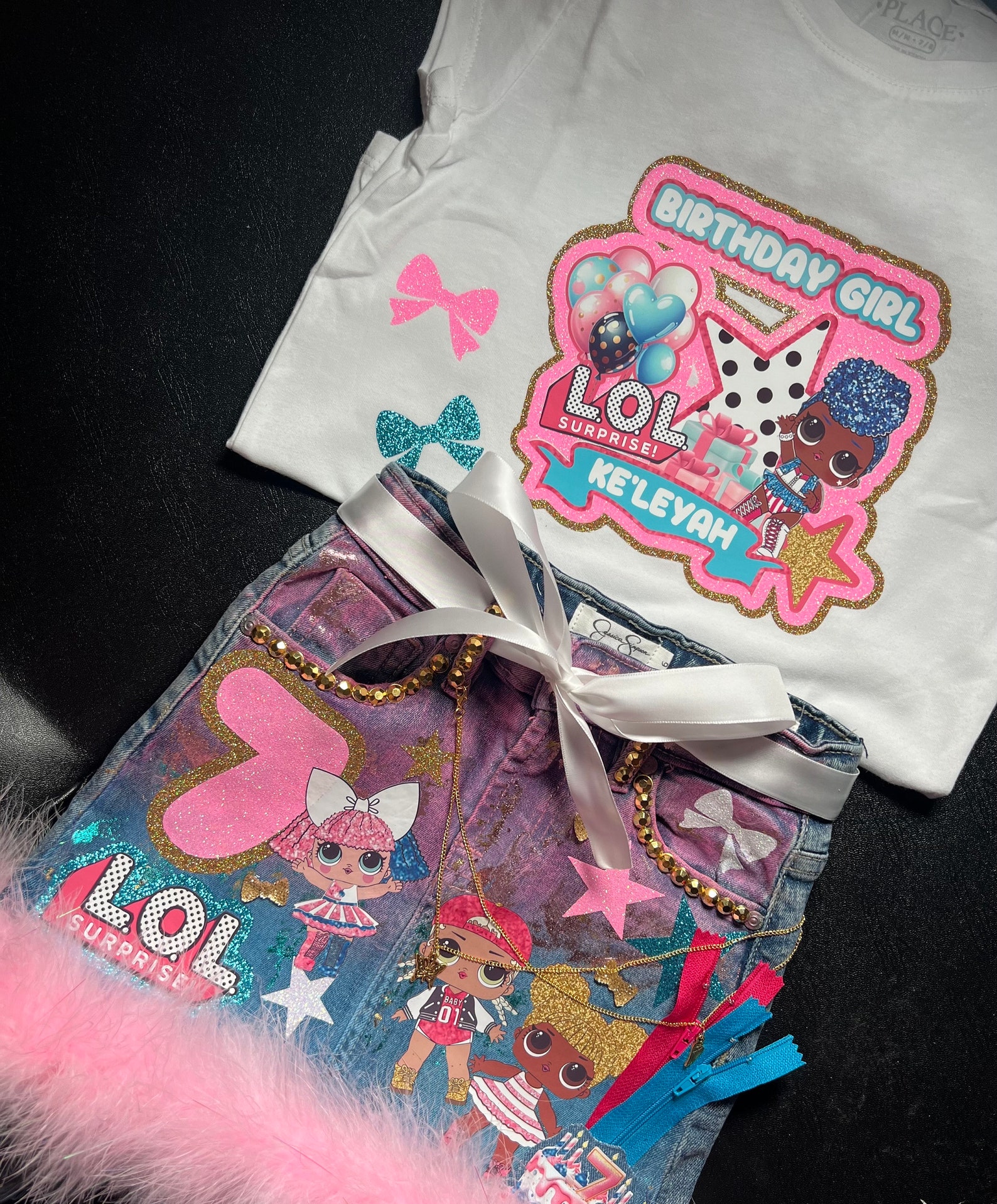 Custom Character Denim Birthday Outfit for Girls - Etsy