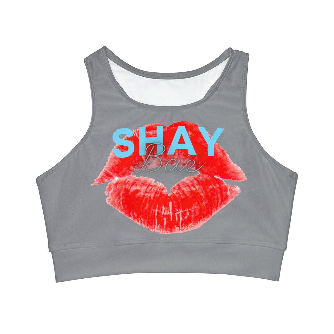 Shay Bae Kisses High Neck Crop Bikini Top AOP - Etsy
