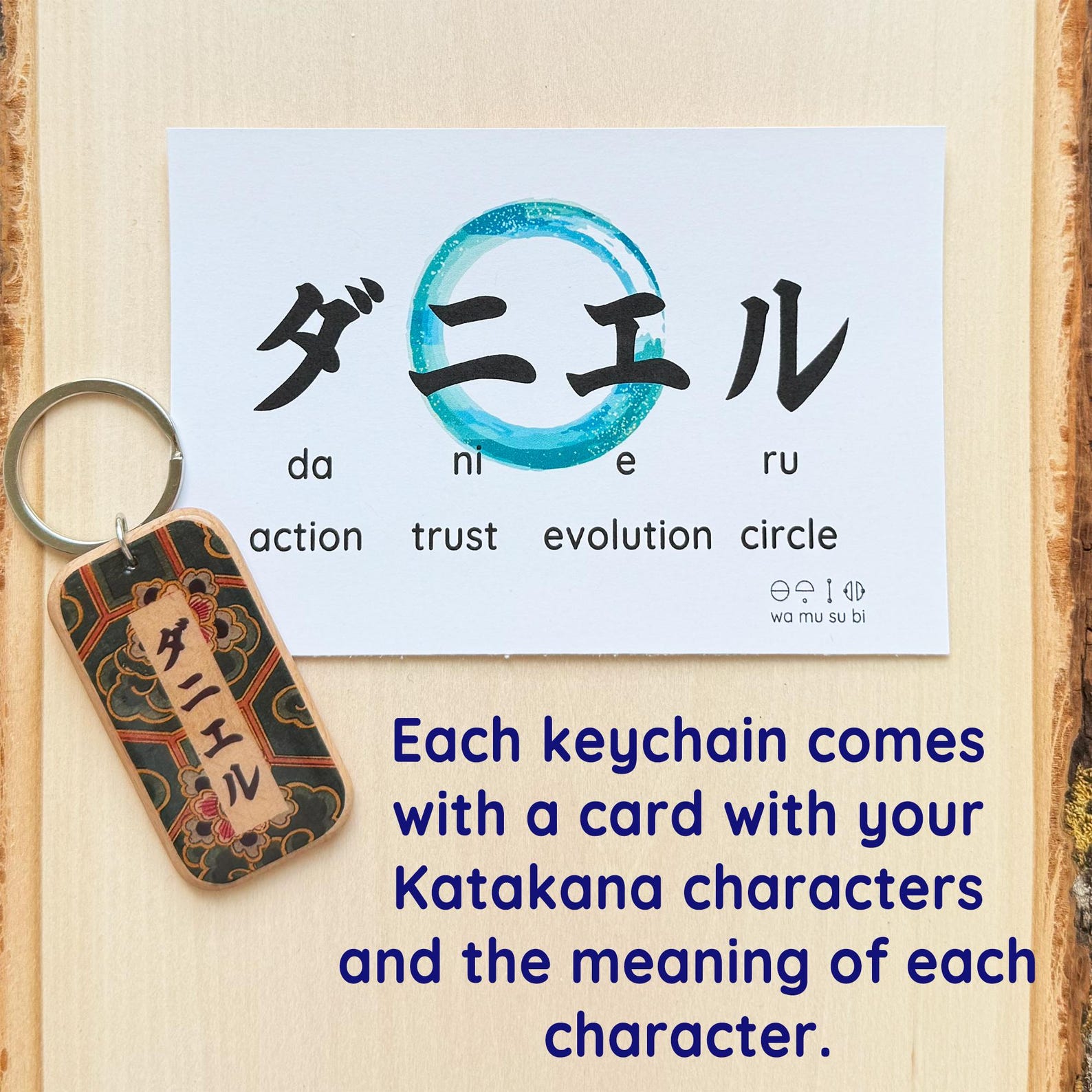 Custom Japanese Name Keychain – Personalized Katakana Wood Tag With ...