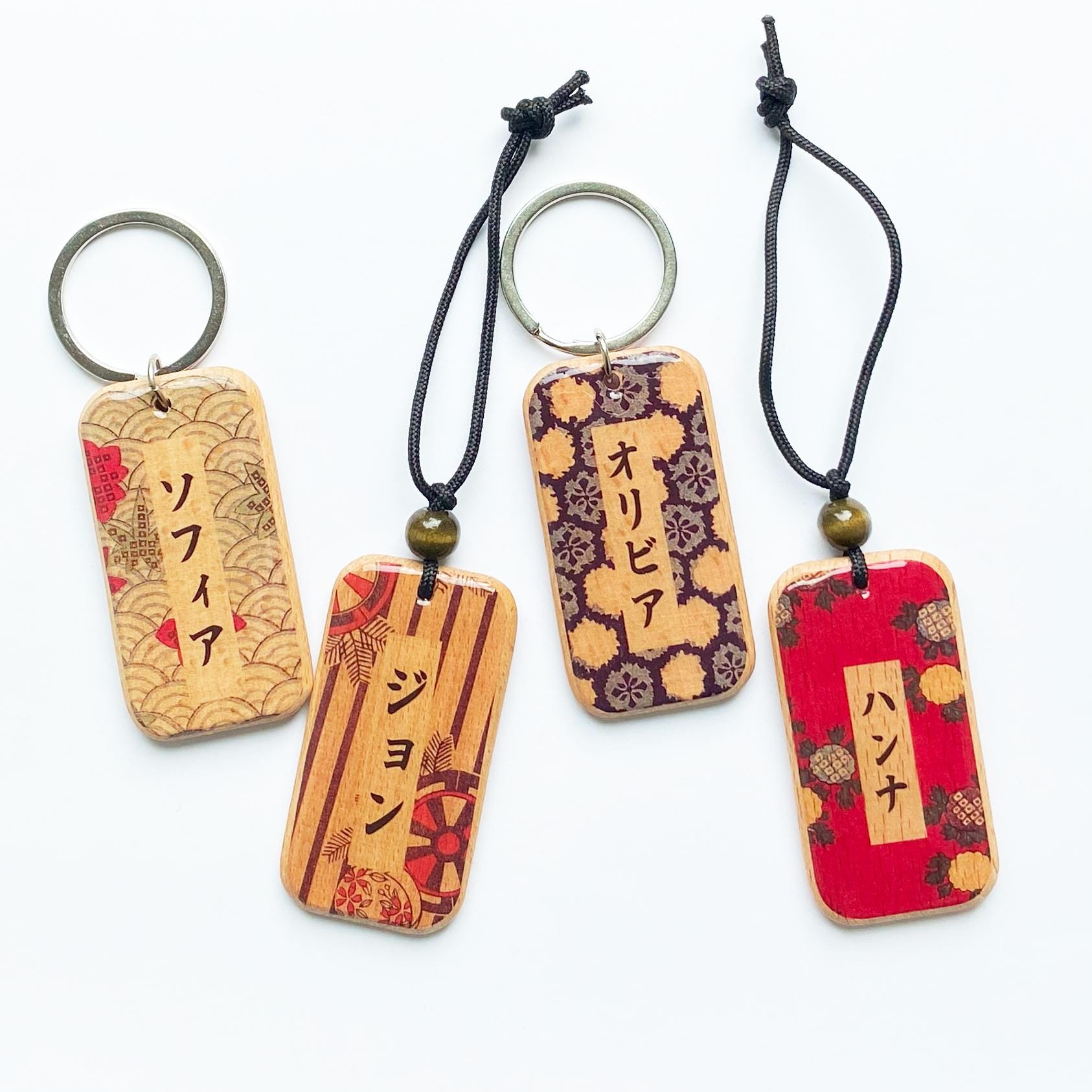 Custom Japanese Name Keychain – Personalized Katakana Wood Tag With ...