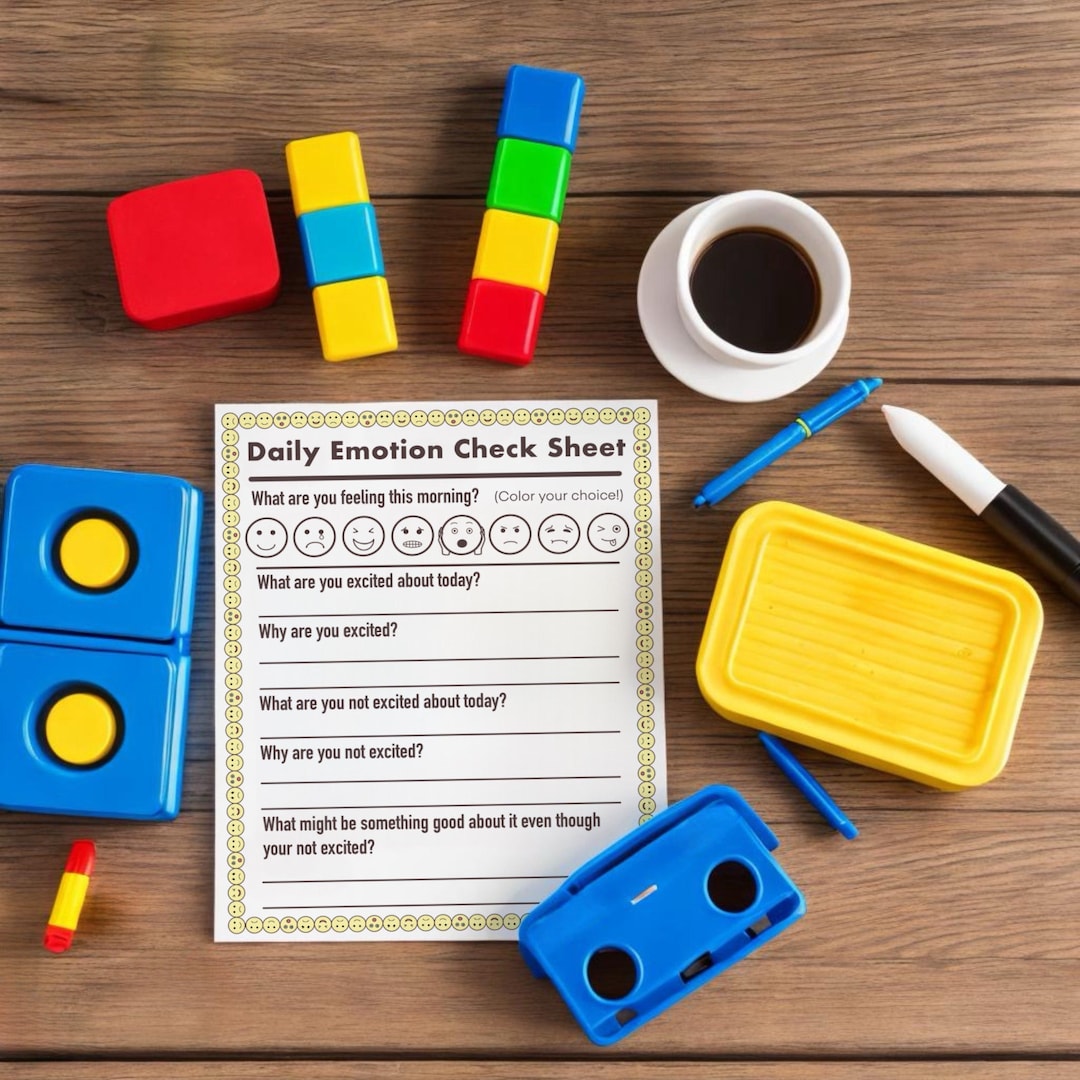 Emotion Check Sheet and Flashcards - Etsy