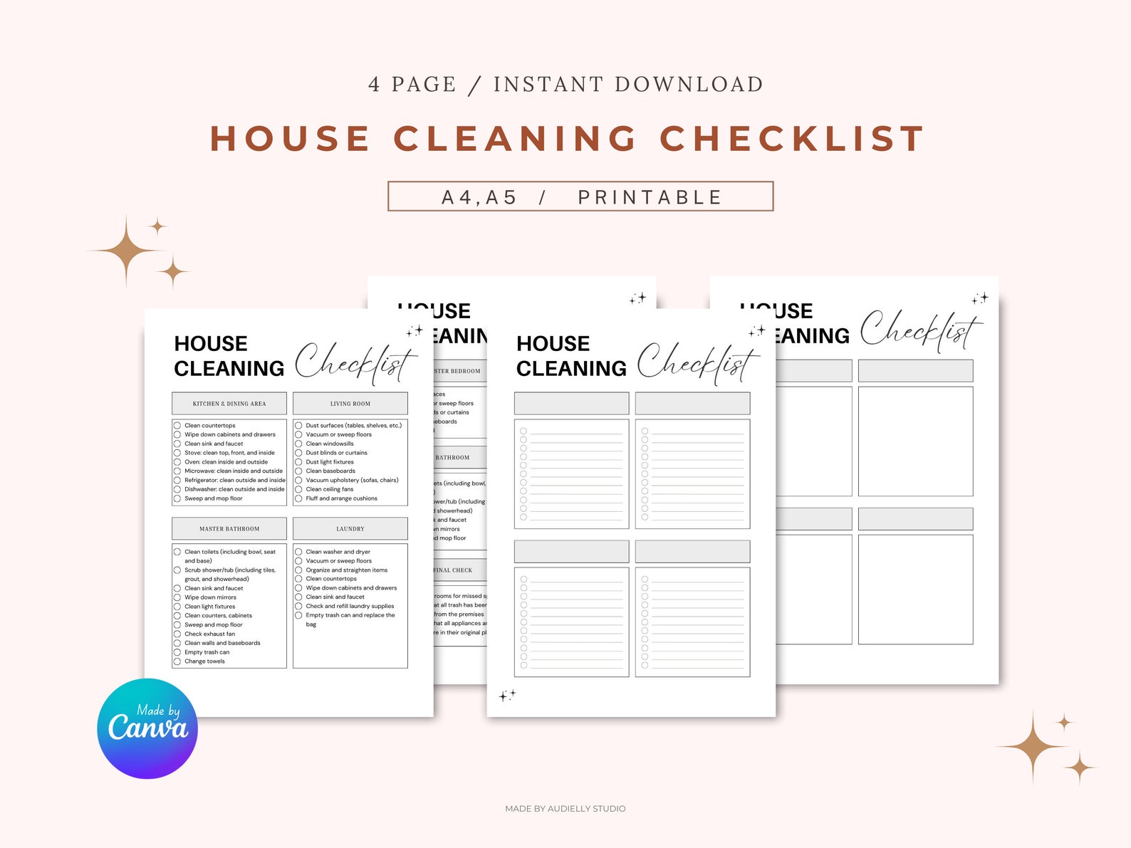 Printable Cleaning Schedule Cleaning Checklist Cleaning Planner House ...