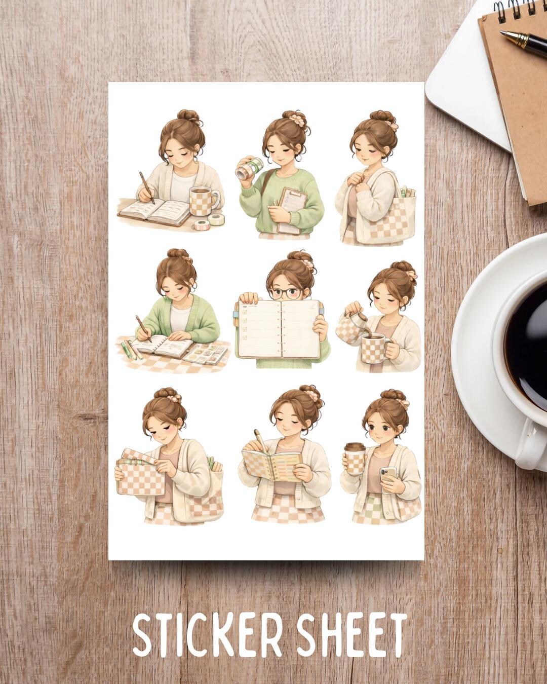 Girly Planner Stickers | A5 Journal Scrapbooking Sheet - Etsy