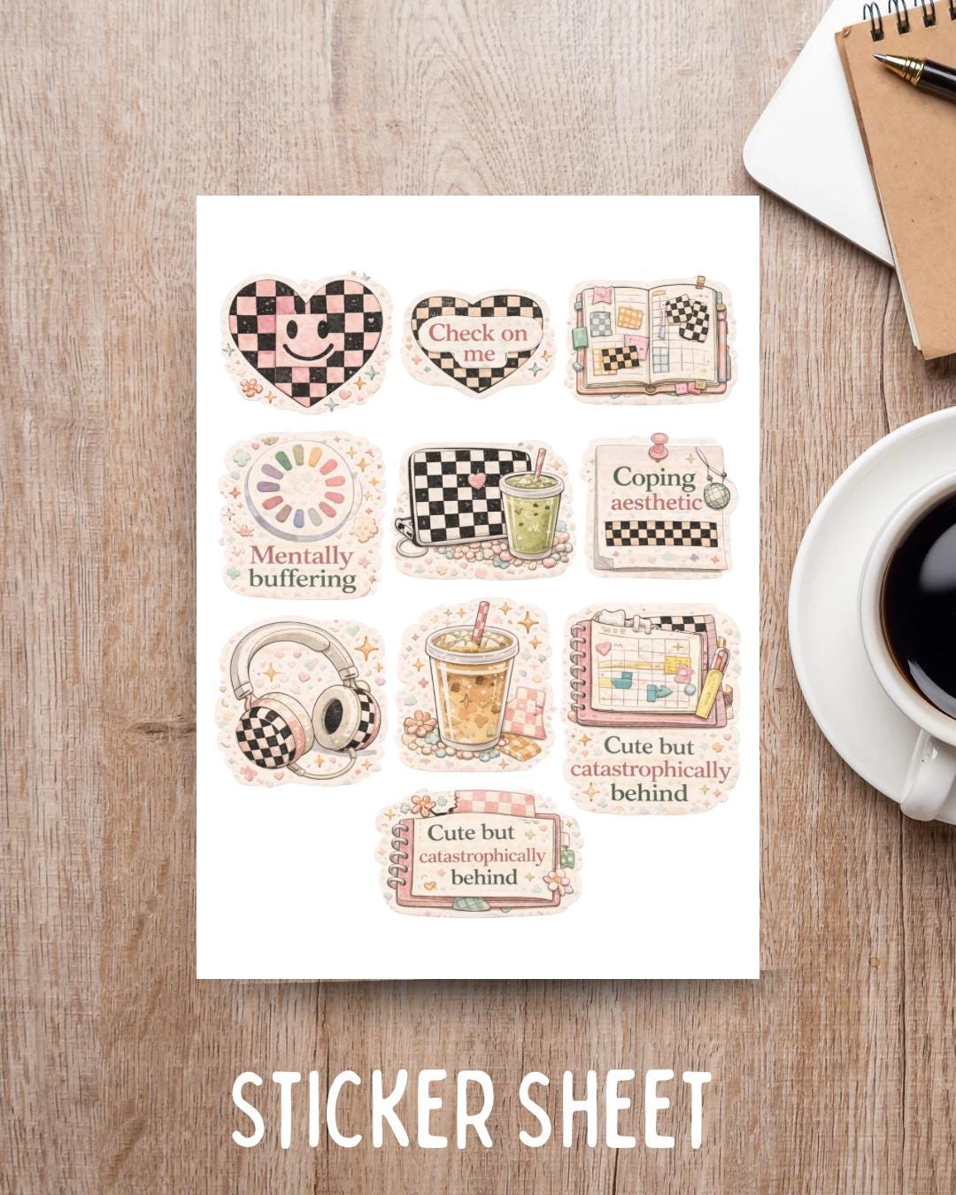 Procrastination Stickers | Girly Planner, Journal Stickers (A5 Sheet ...