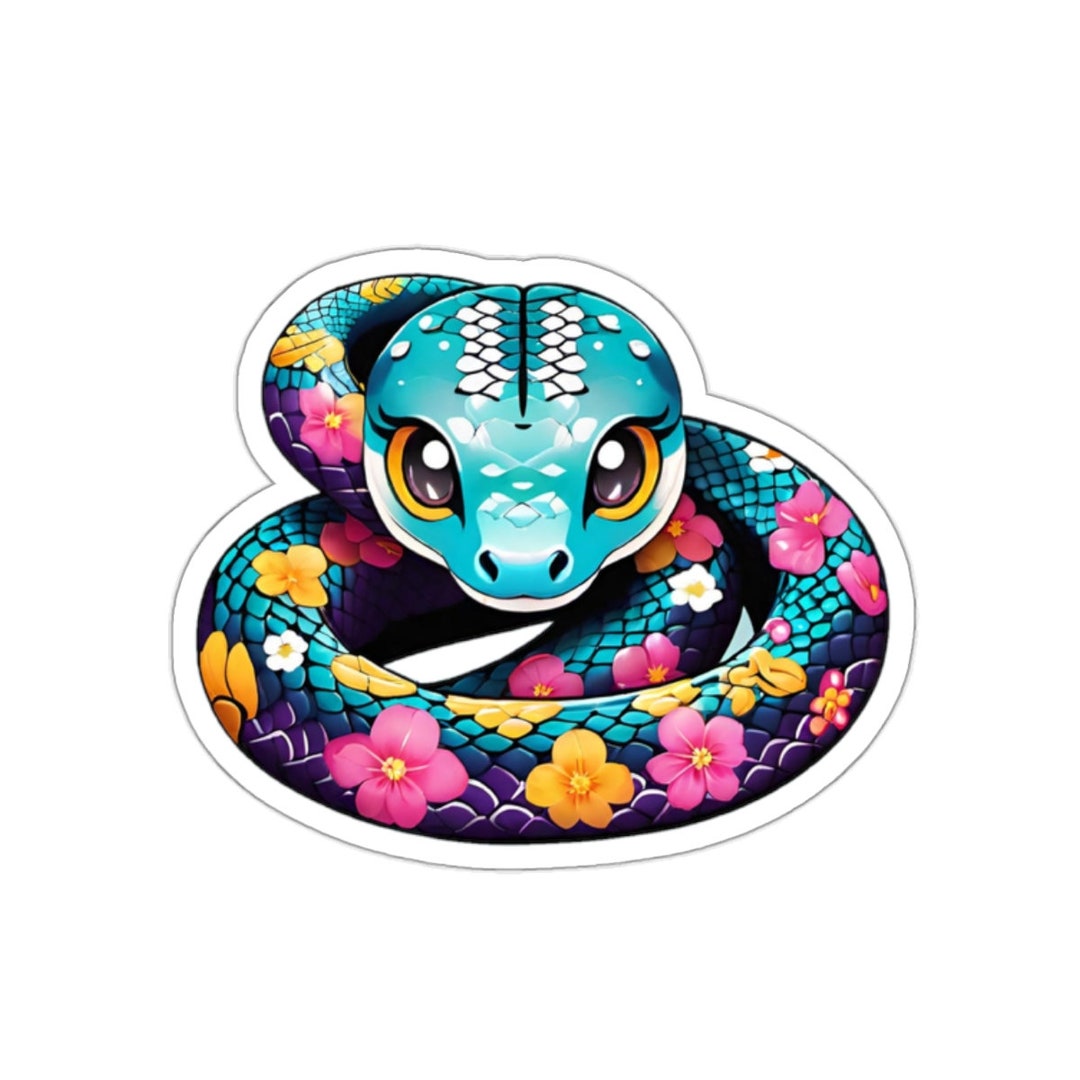Kiss-cut Stickers Snake Sticker Floral Snake Cute Snake Snake Lover ...