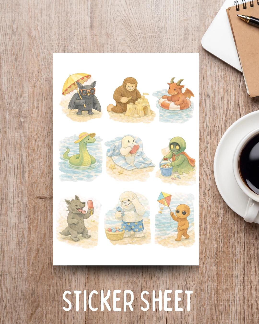 Beach Day Cryptids Stickers | Planner, Journal, Scrapbook - Etsy