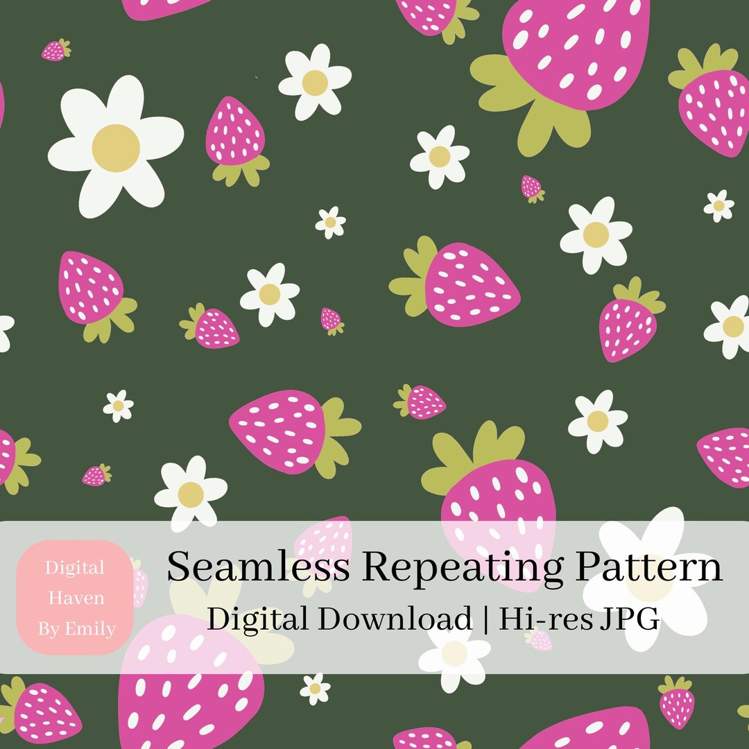Strawberry Floral Seamless Pattern – Spring Fabric Print (digital ...