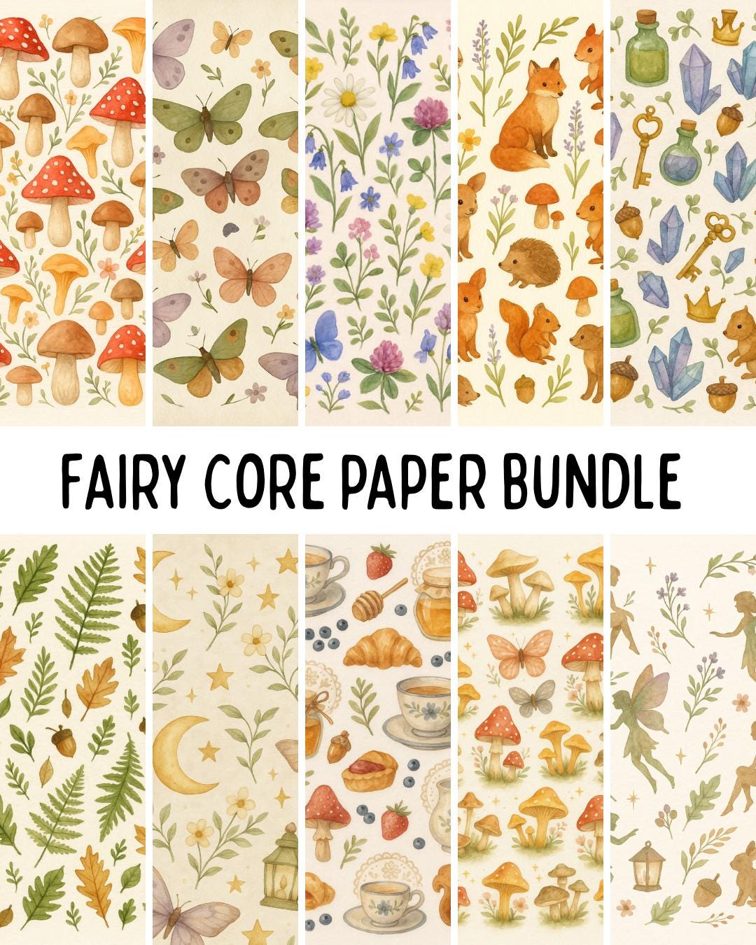 Fairycore Paper Bundle, 5x7 Printed Scrapbook Paper, Stationery Dreams ...