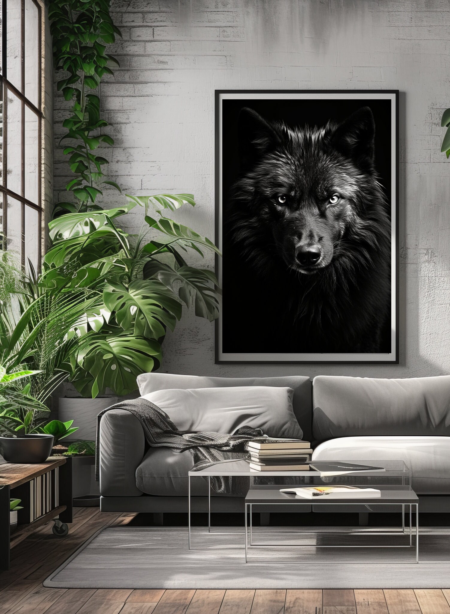 WOLF B&W INTERIOR - Etsy