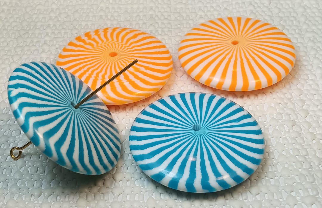 Vintage Plastic Striped Disc Beads - Etsy