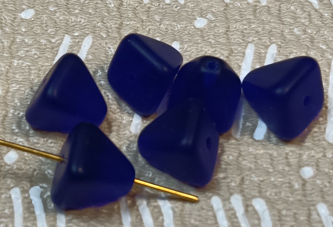Vintage Cobalt Blue Glass Pyramid Beads - Etsy