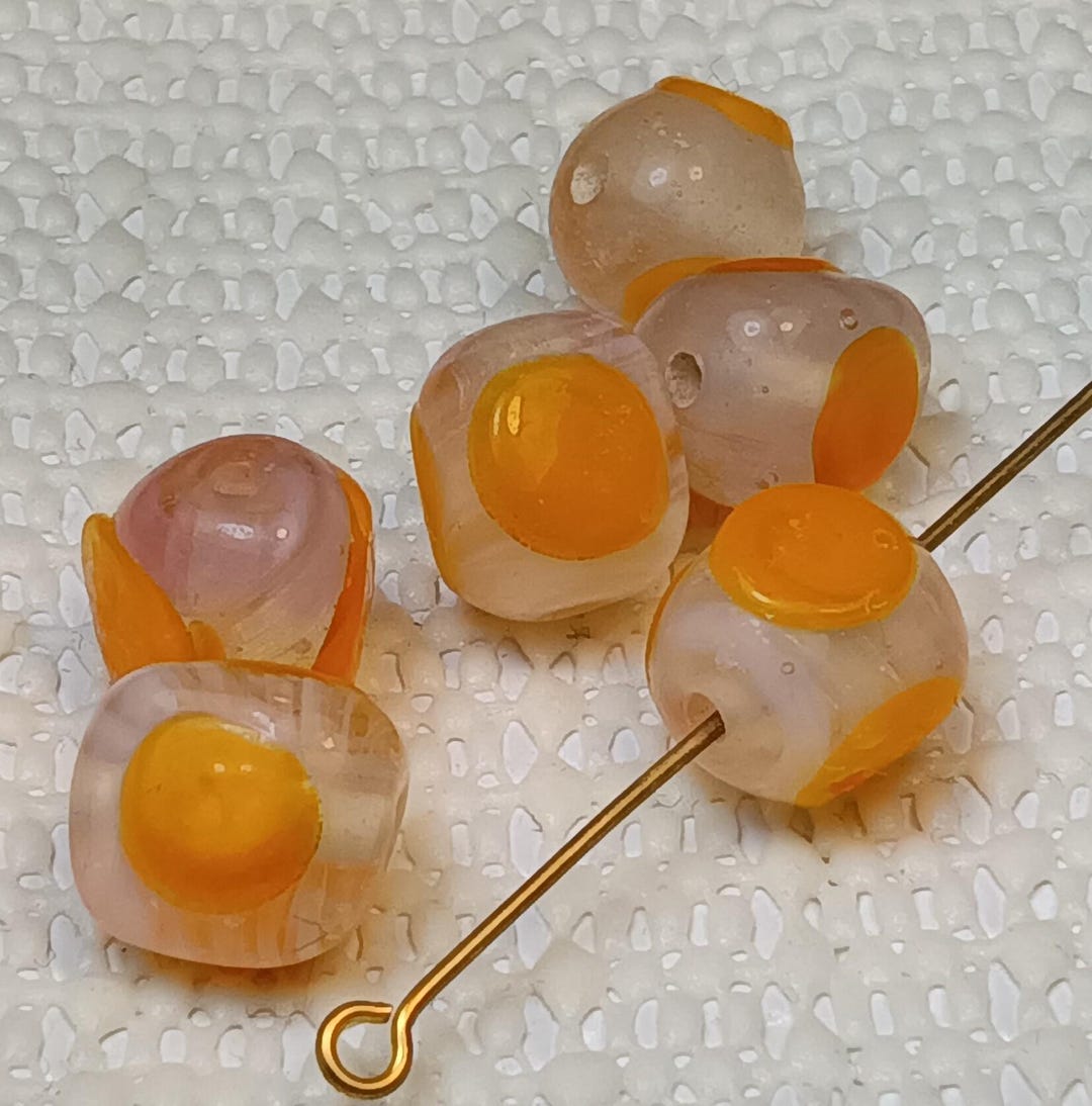Vintage Glass Triangular Shaped Beads With Orange Sides - Etsy