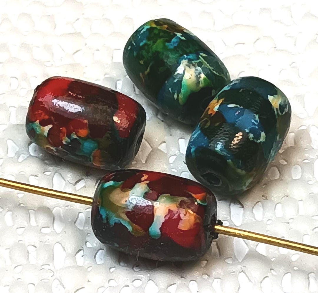 Vintage Paper Mache Cylinder Shaped Multi-colored Bead From Japan - Etsy