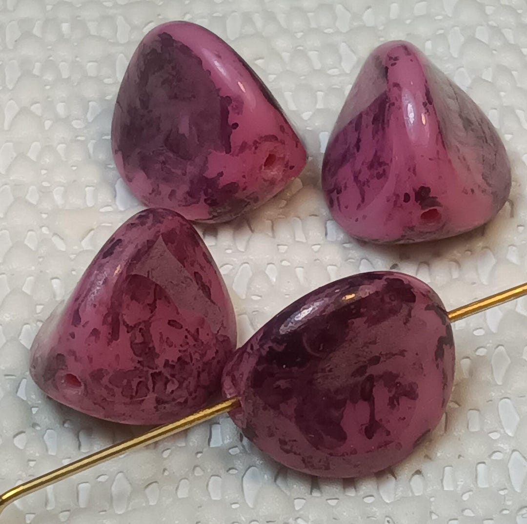 Vintage Purple Triangular Shaped Glass Beads - Etsy