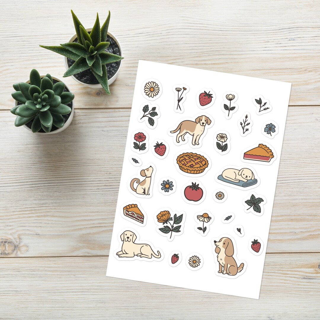 Cozy Dog Stickers Cottagecore Dogs Sticker Sheet Gift for Dog Lover ...
