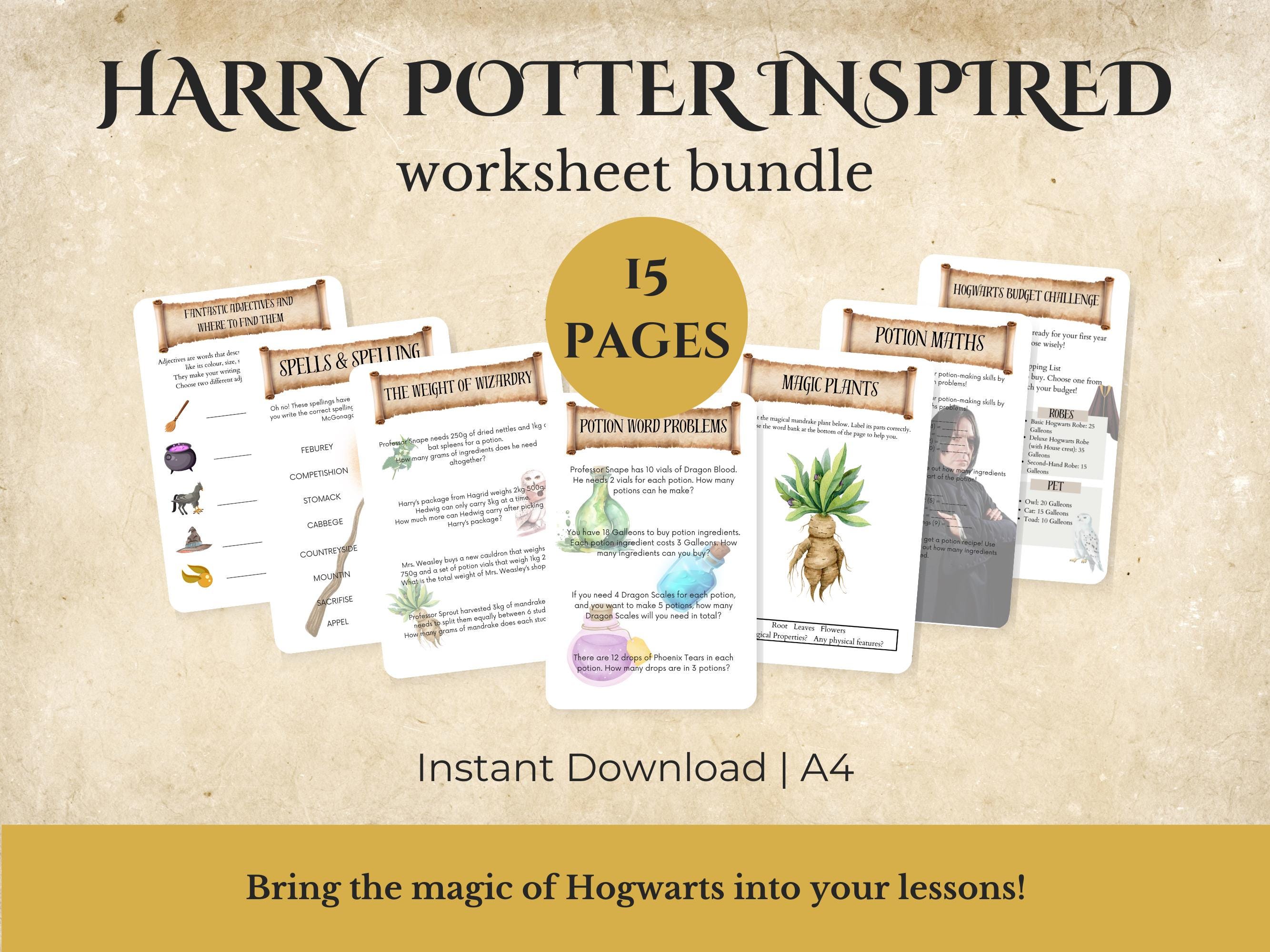 Harry Potter Homeschool Worksheets - Wizarding World Maths & English ...