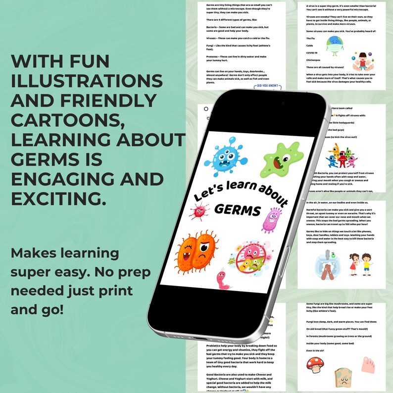 Germs Science Unit, Quiz and Colouring Pages, Printable Kids Worksheet ...