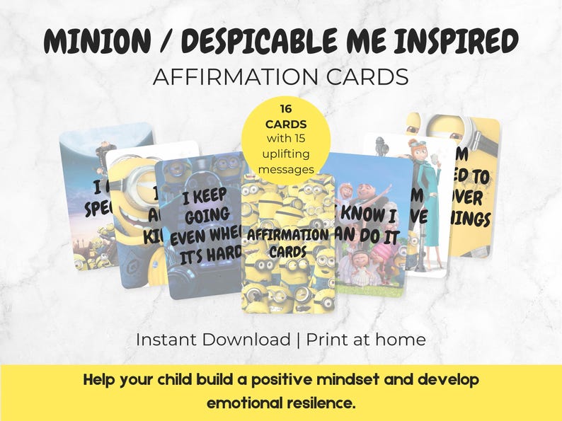 Minions Despicable Me Affirmation Cards | Kids Mental Health ...