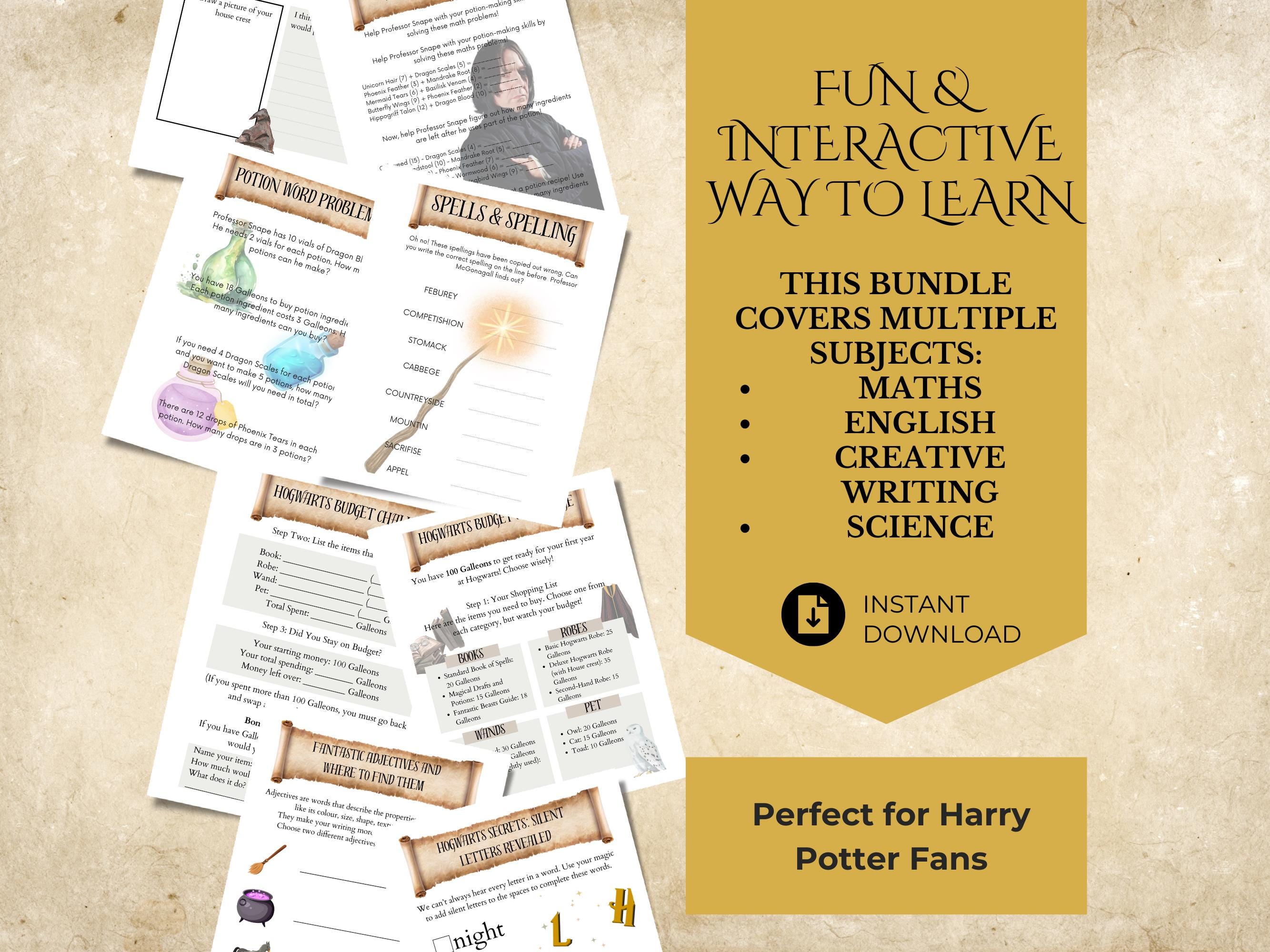 Harry Potter Homeschool Worksheets - Wizarding World Maths & English ...