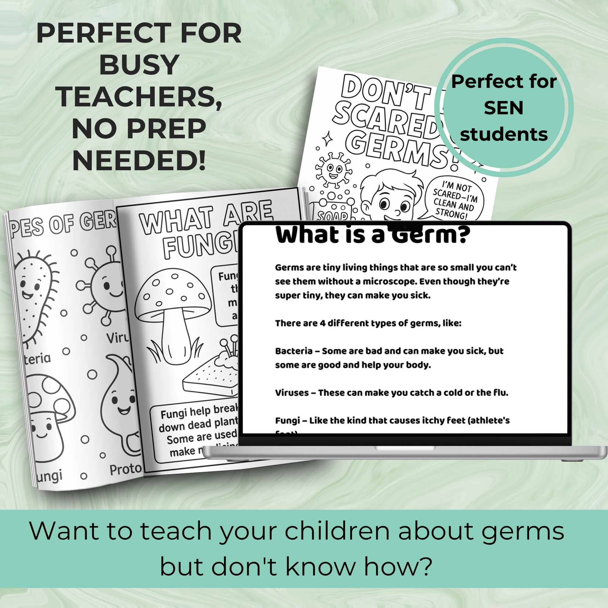 Germs Science Unit, Quiz and Colouring Pages, Printable Kids Worksheet ...