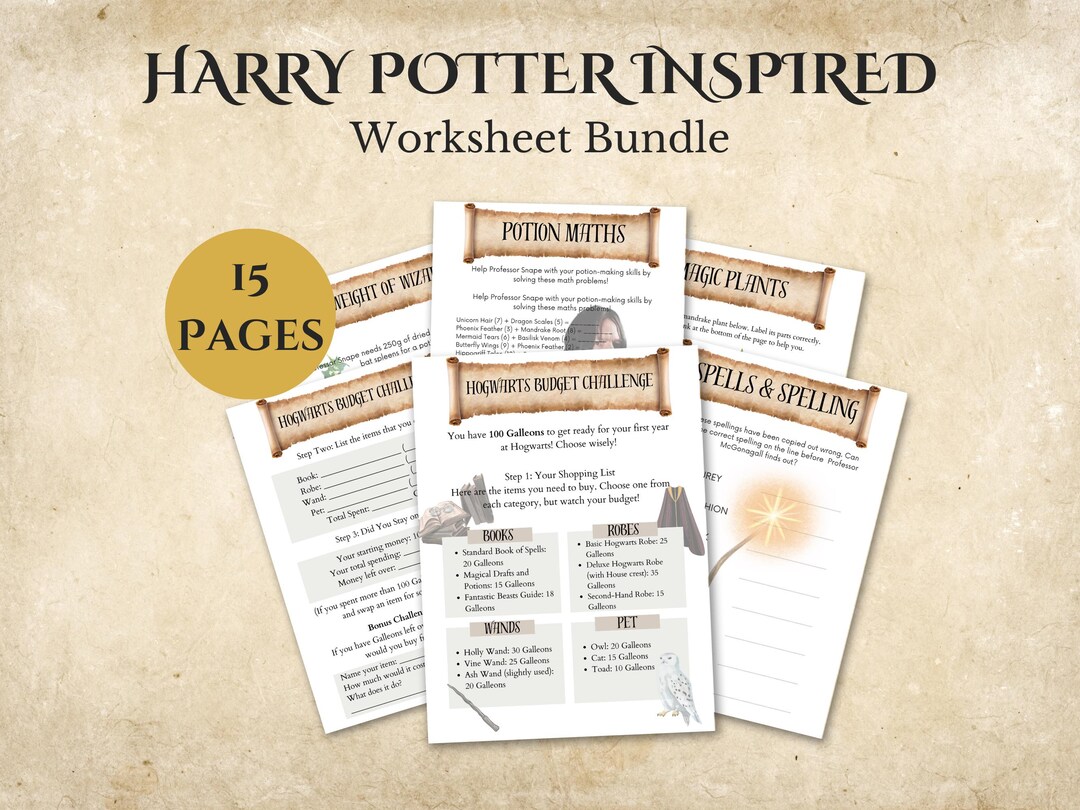 Harry Potter Homeschool Worksheets - Wizarding World Maths & English ...