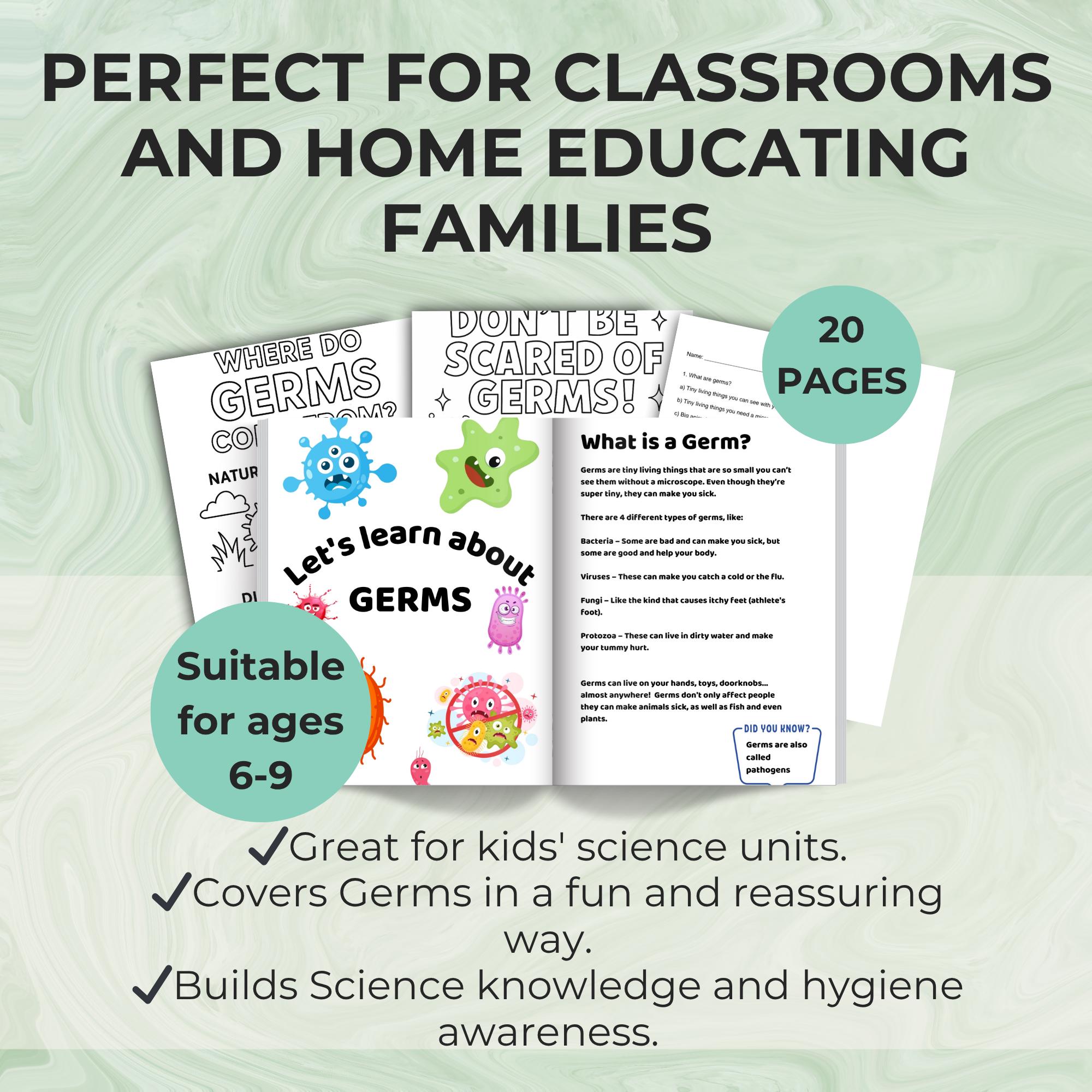 Germs Science Unit, Quiz and Colouring Pages, Printable Kids Worksheet ...