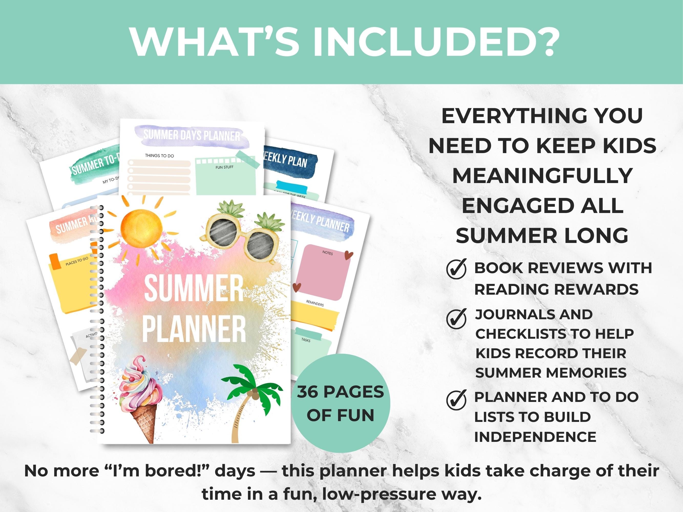 Printable Kids Summer Planner | Activity Vacation Travel Journal ...