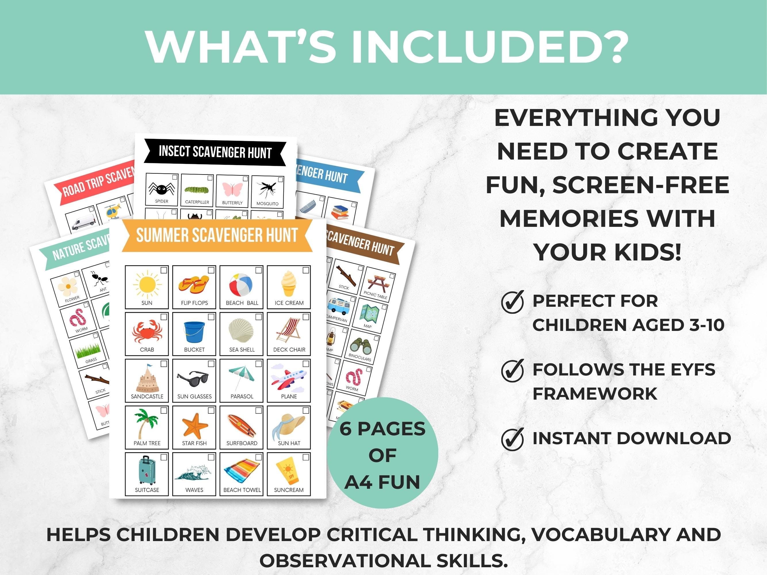Printable Kids Scavenger Hunt Bundle | Easter Holiday Activity | Budget ...