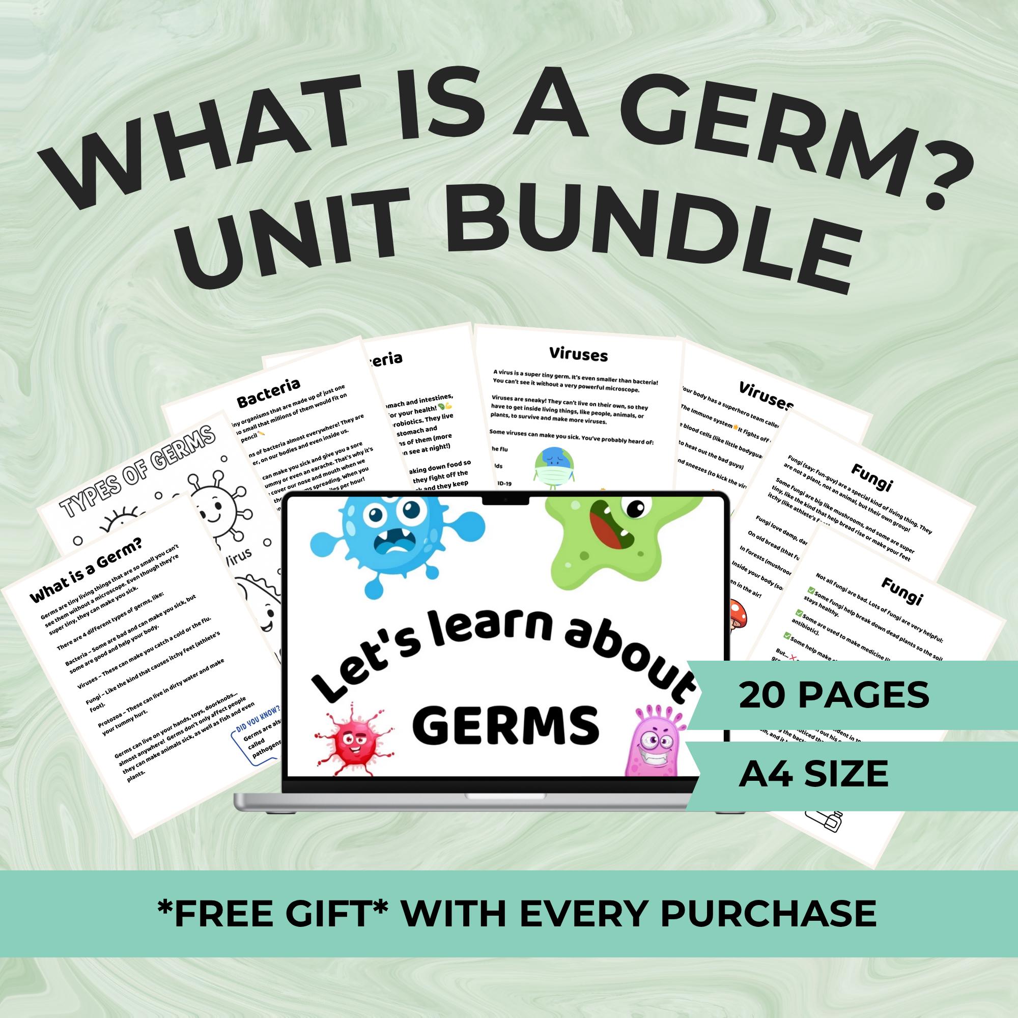 Germs Science Unit, Quiz and Colouring Pages, Printable Kids Worksheet ...