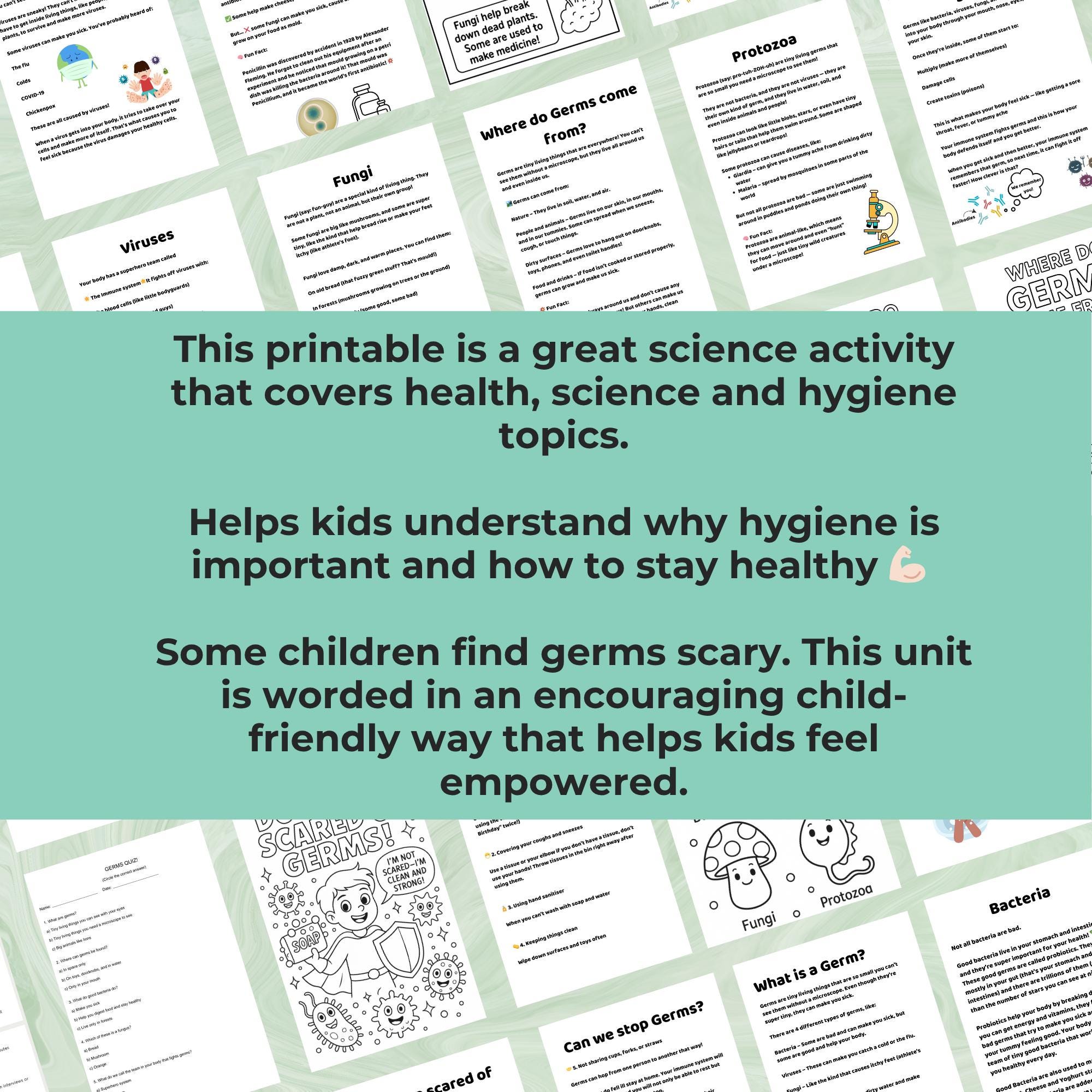 Germs Science Unit, Quiz and Colouring Pages, Printable Kids Worksheet ...