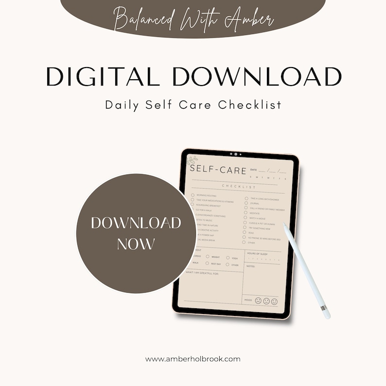 Simple Daily Self-care Checklist Digital Download Printable - Etsy