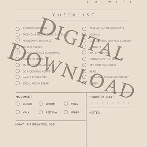 Simple Daily Self-care Checklist Digital Download Printable - Etsy