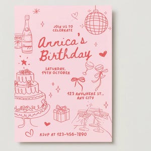 Funky and Cute Woman’s Birthday Invitation - Etsy
