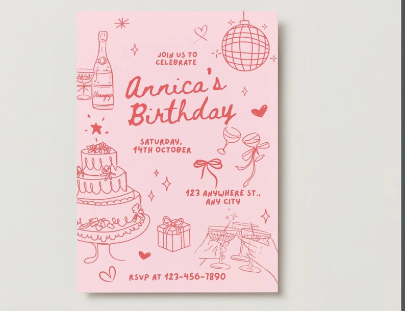 Funky and Cute Woman’s Birthday Invitation - Etsy