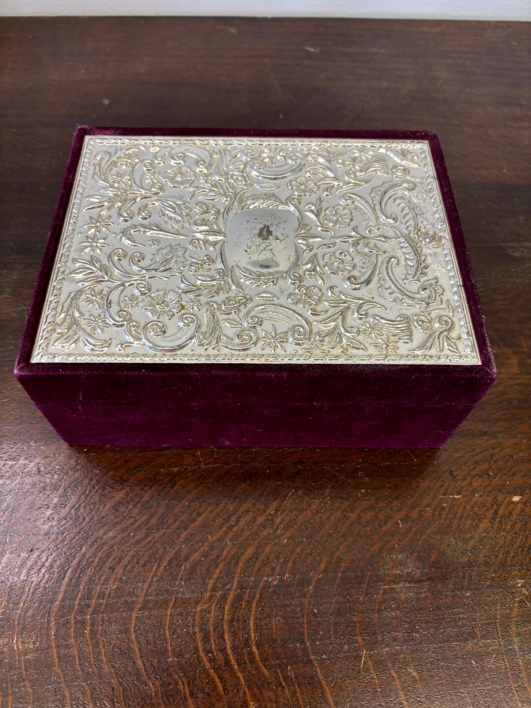 Vintage Godinger Jewellery Box With Purple/burgundy Velvet - Etsy