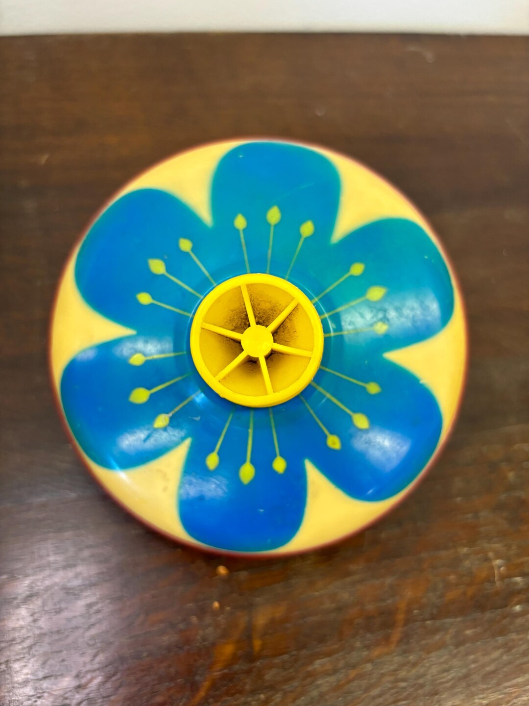 Vintage Spinning Top With Blue Flower - Etsy
